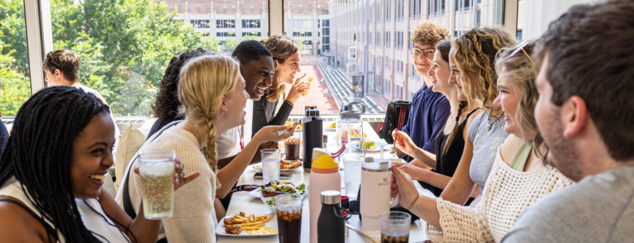 College Students On Campus Eating