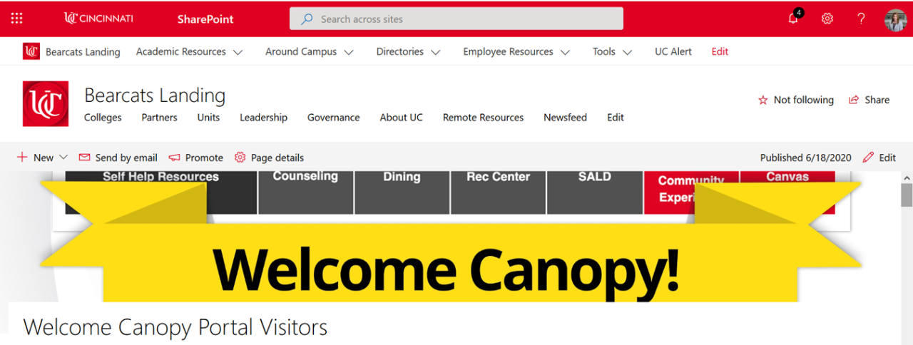 UC's Bearcats Landing intranet welcomes Canopy users | University of ...